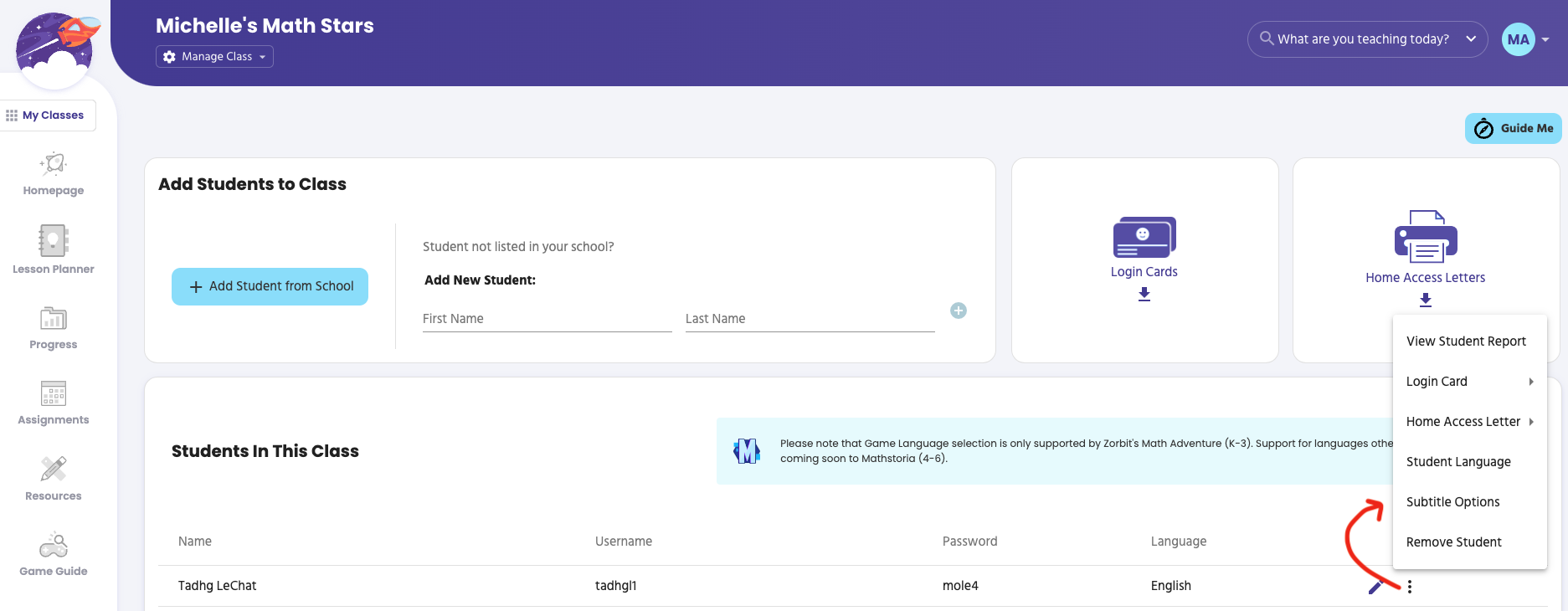 How to remove a student from your class