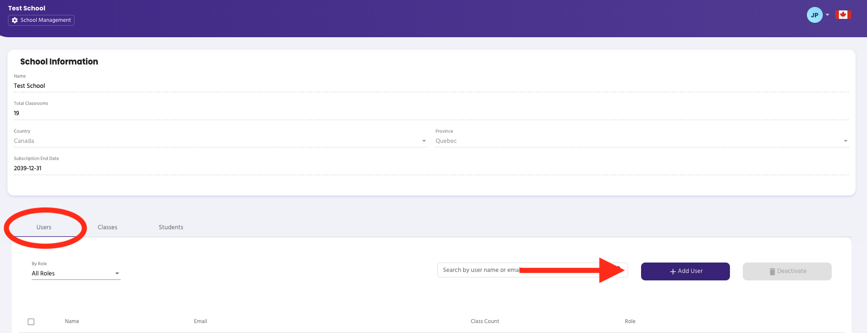School Admin: Adding Dashboard Users