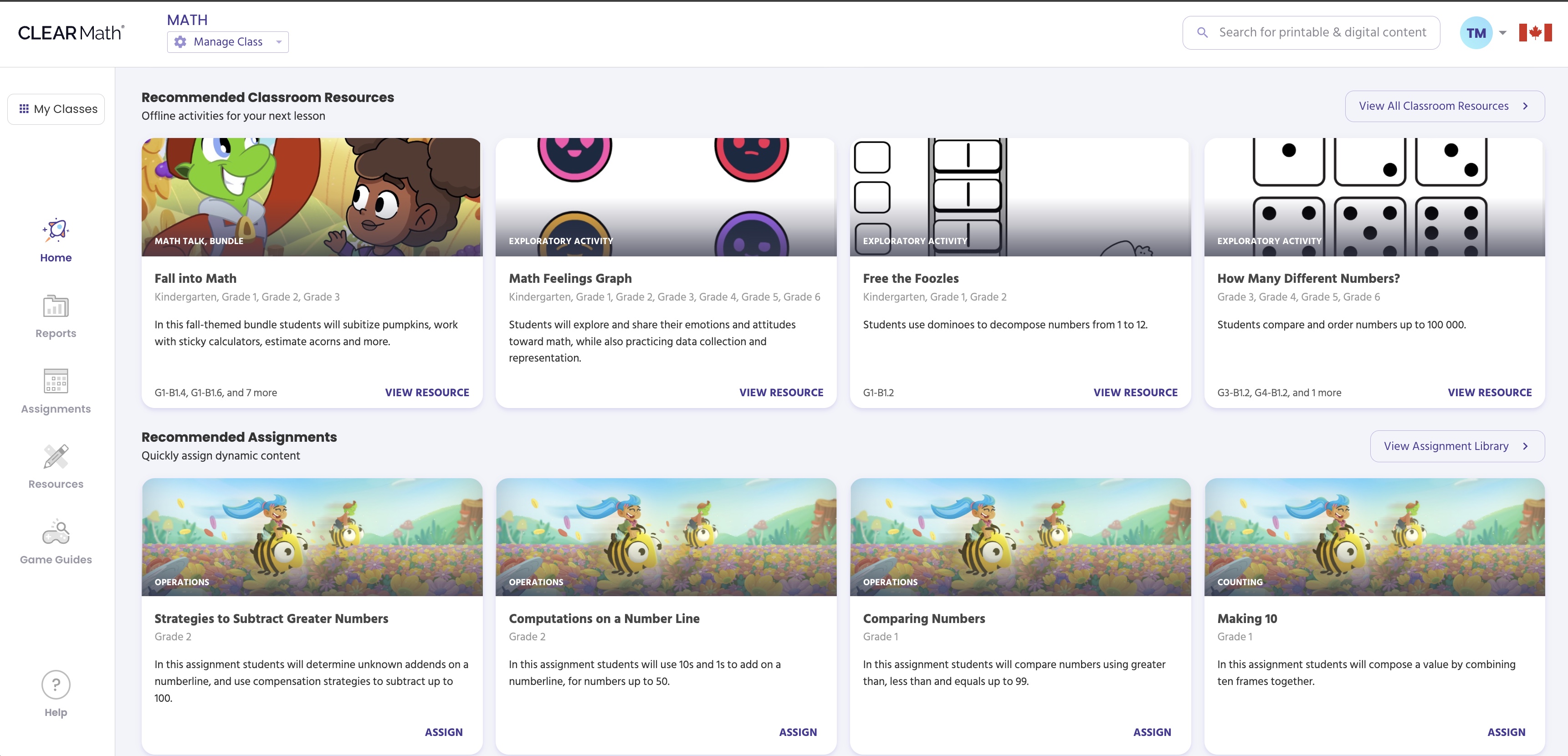 Teacher Dashboard Homepage